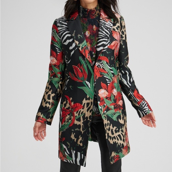 Chico's | Jackets & Coats | Nwt 89 Chicos Jacquard Animal Print Topper ...